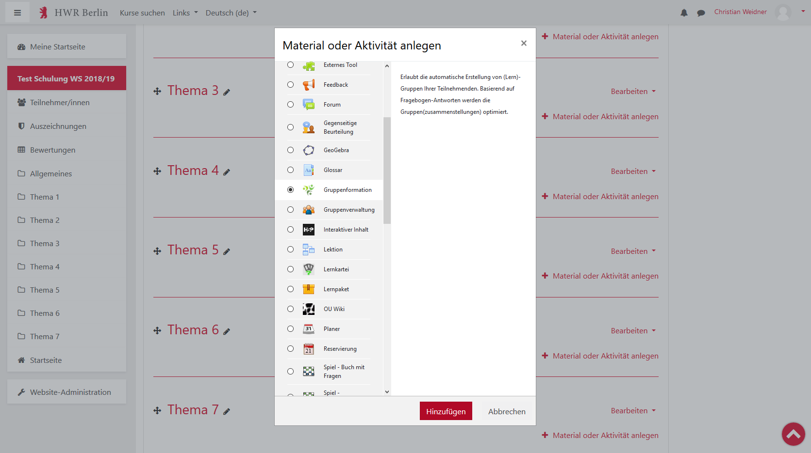 Moodle: Neue Möglichkeit der Gruppeneinteilung - E-Learning Zentrum